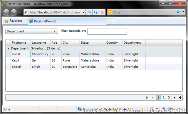 Paginating Records in Silverlight DataGrid using PagedCollectionView